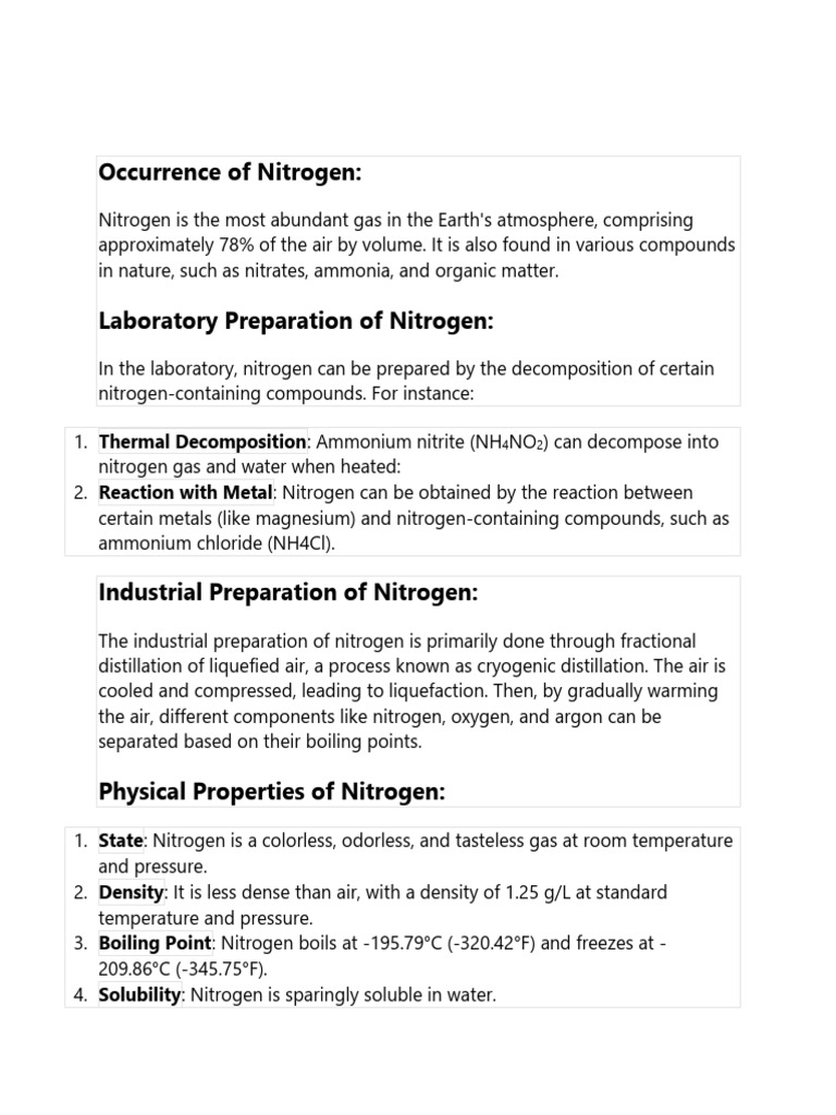 9942 - Occurrence of Nitrogen | PDF | Nitrogen | Ammonia