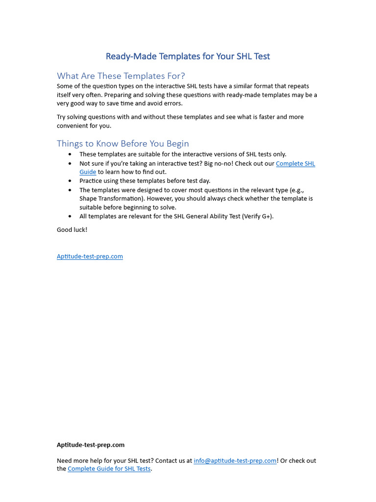 SHL Test Templates & Tips | PDF | Applied Mathematics
