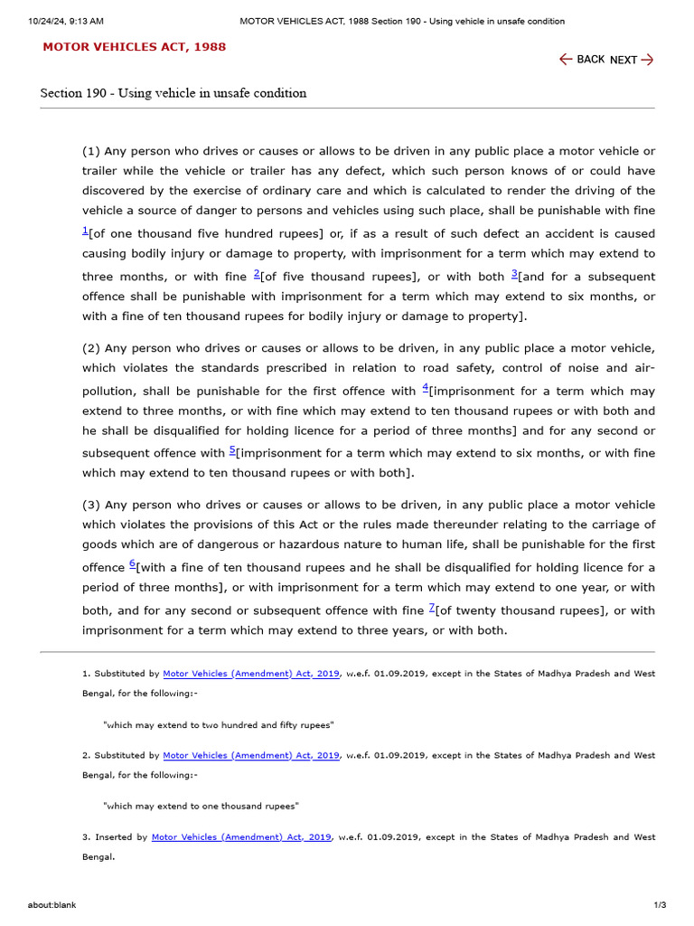 Unsafe Vehicle Penalties Explained | PDF