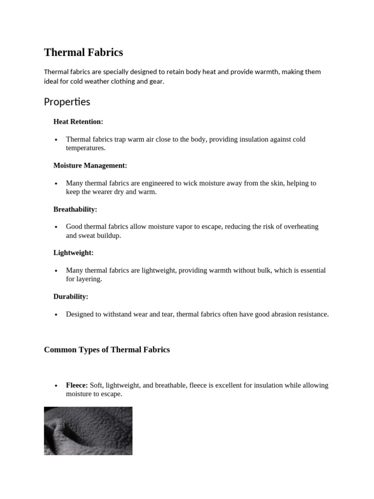 Thermal Fabrics | PDF | Thermal Insulation | Textiles