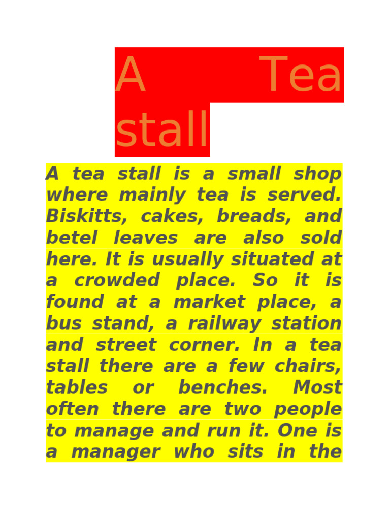 Overview of a Tea Stall | PDF