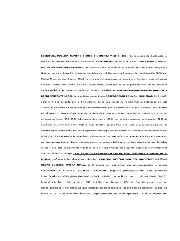 Escritura de Desmembracion Fruman 3 | PDF | Ley común