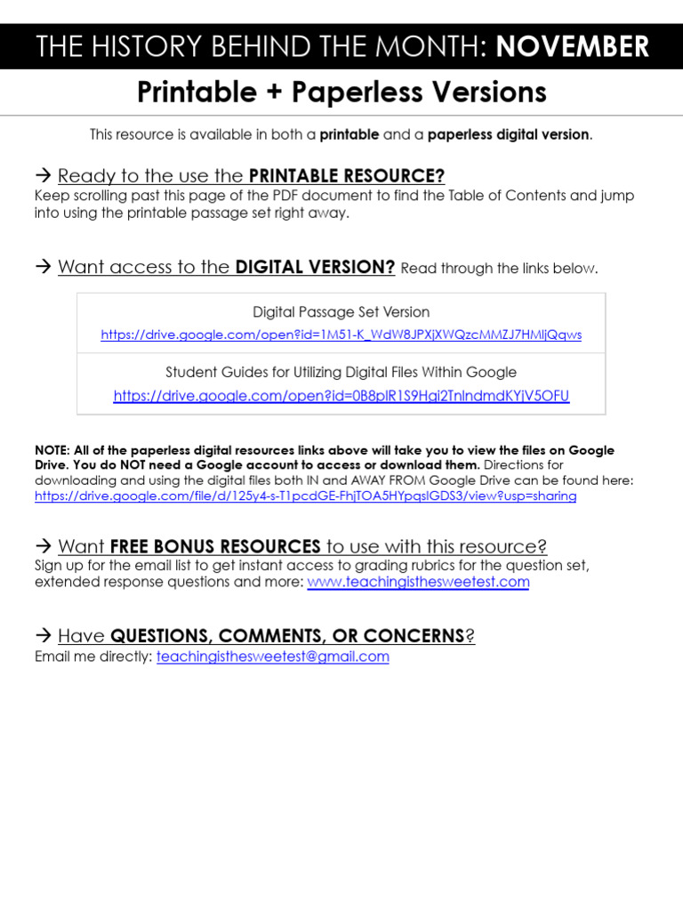 Printable + Paperless Versions: The History Behind The Month | PDF ...