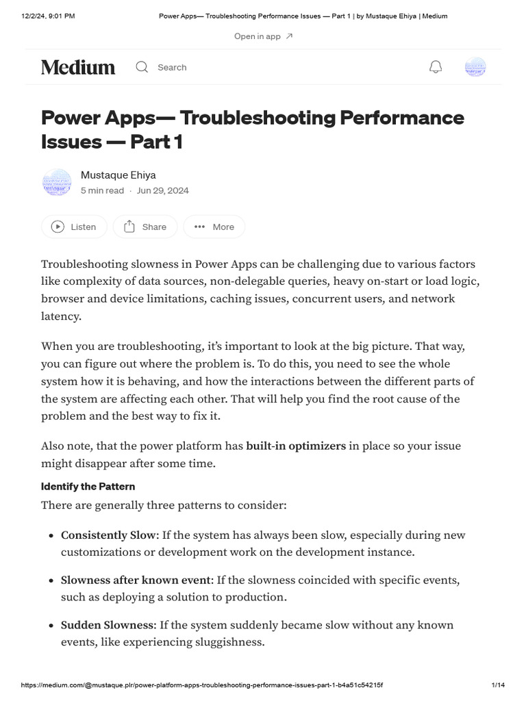 Power Apps Performance Troubleshooting | PDF | Troubleshooting | Computing