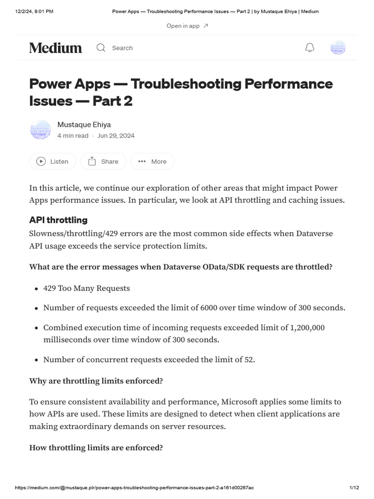 Power Apps - Troubleshooting Performance Issues - Part 2 - by Mustaque ...