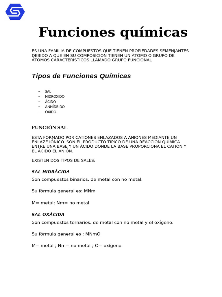 Funciones Quimicas 23 | PDF | Hidróxido | Sal (química)