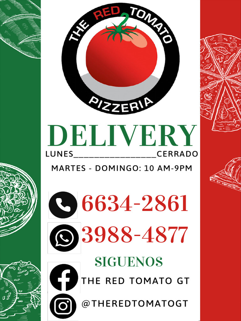 Menú The Red Tomato GT PDF | PDF | Pizza | pesto