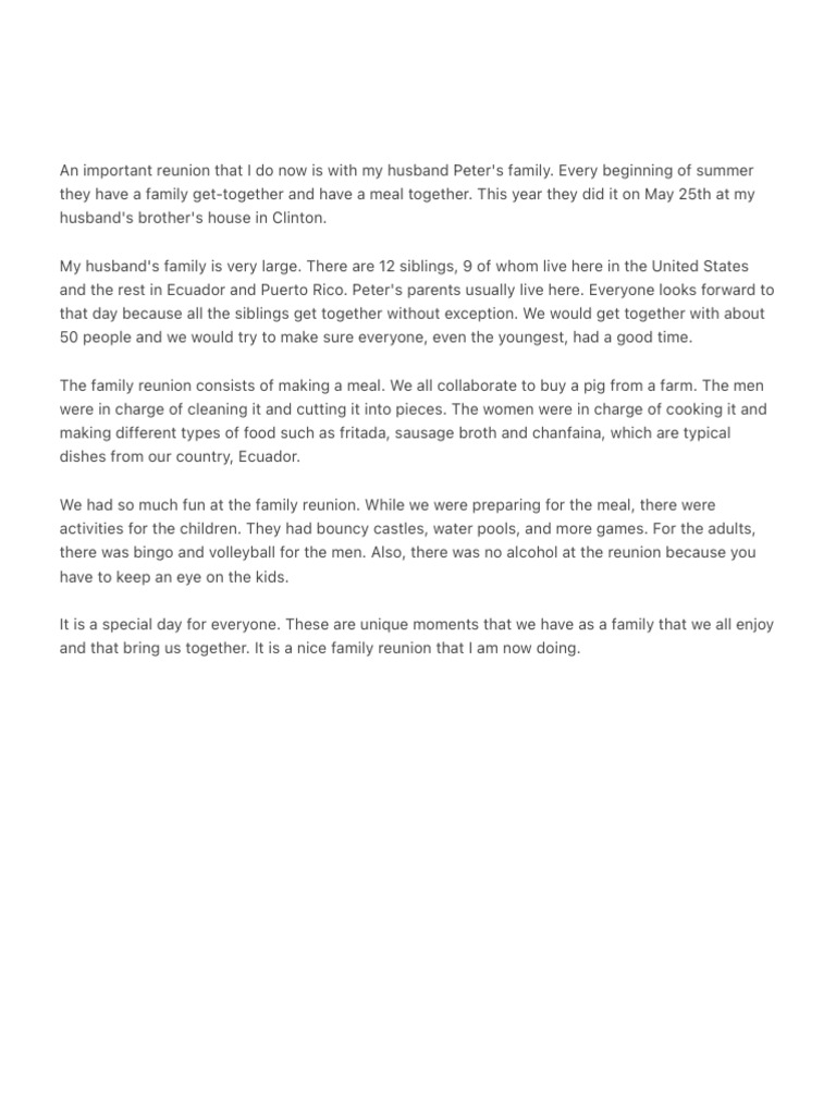 An Important Reunion That I Do Now Is With My Husband Peter's Family | PDF