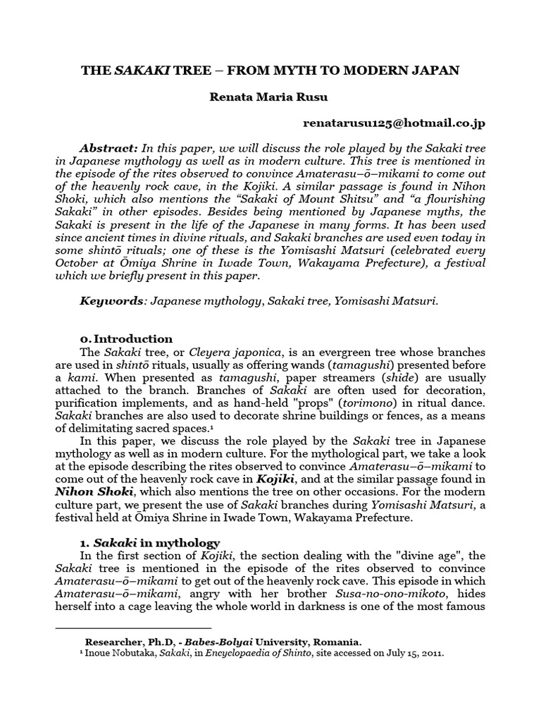 The Sakaki Tree - From Myth To | PDF | Shinto | East Asian Religions