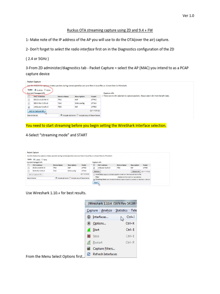 Wireshark OTA Capture Guide | PDF | Graphical User Interfaces | Command Line Interface