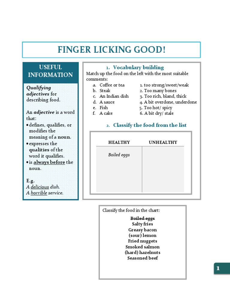 S4A Finger Licking Food | PDF | Adjective | Asian Cuisine