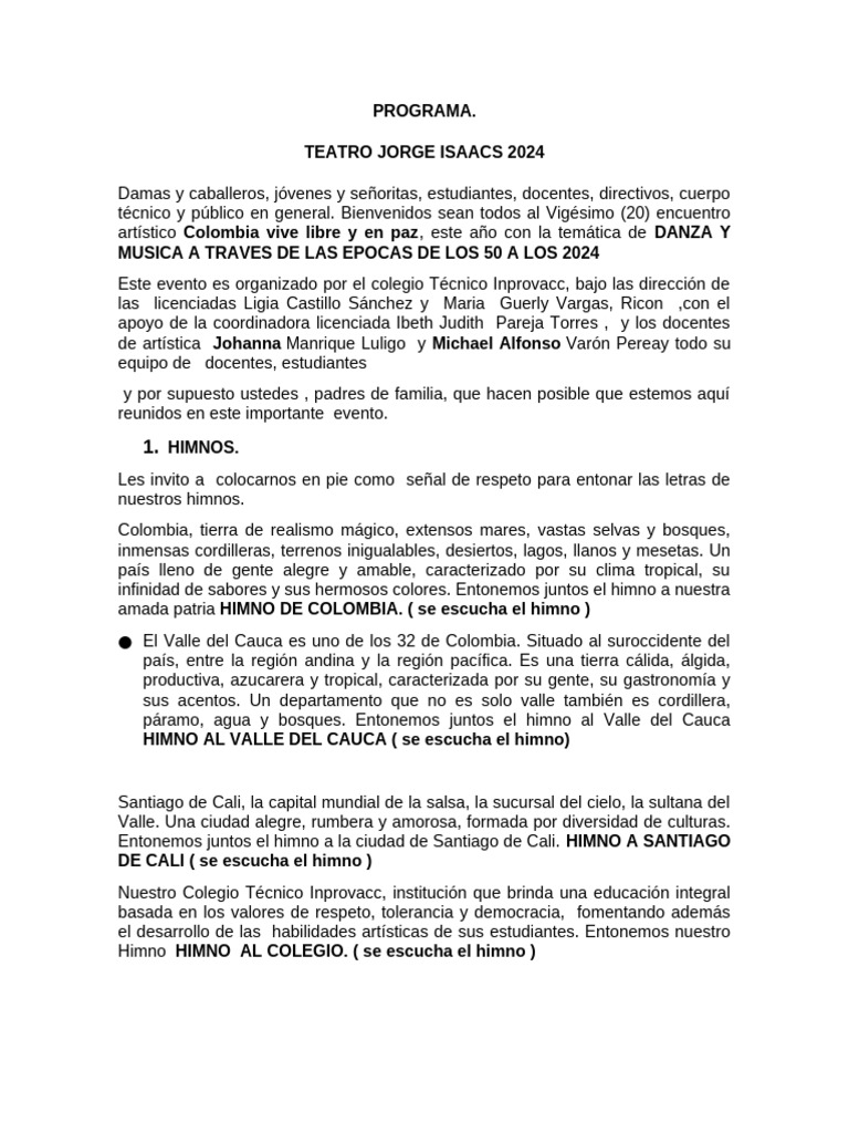 PROGRAMA2 | PDF | Rock and roll | La música rock