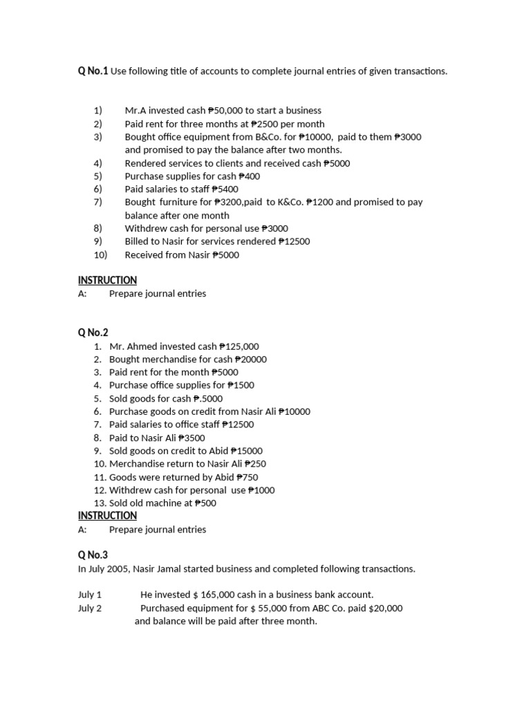 Journal Entries Example | PDF | Service Industries | Trade