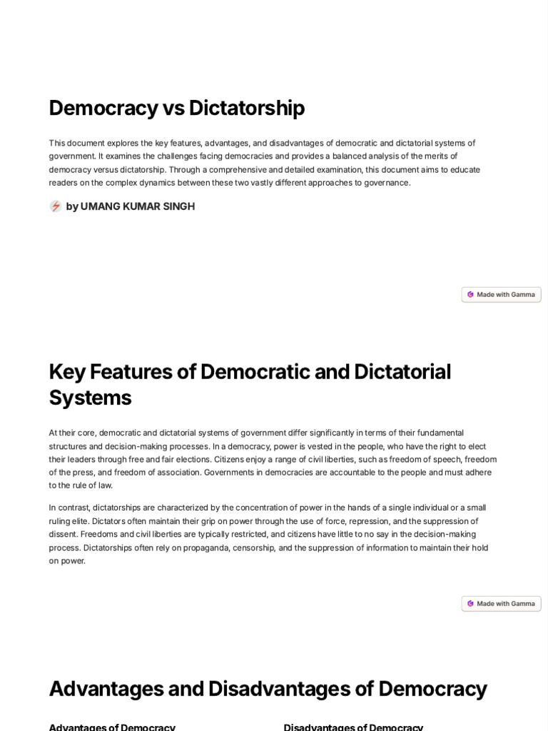 Democracy vs. Dictatorship Explained | PDF | Democracy | Political ...