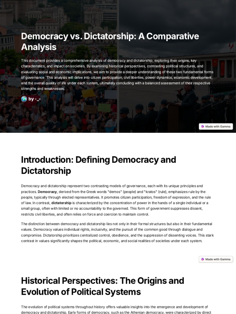 Democracy vs. Dictatorship Explained | PDF | Democracy | Political ...