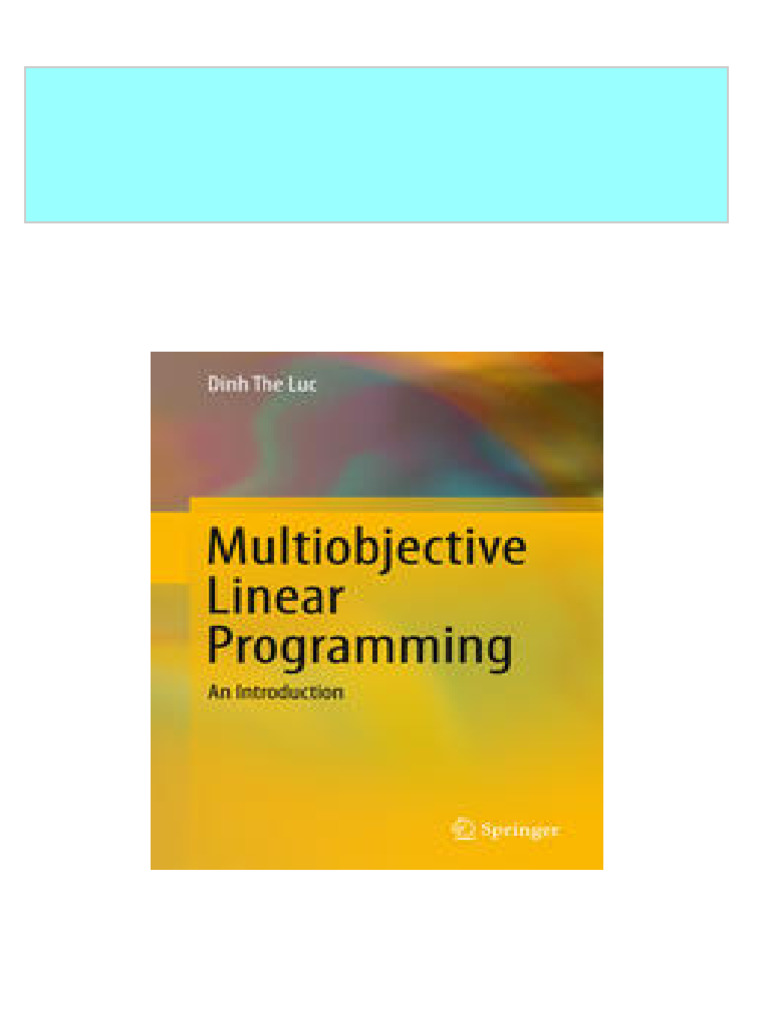 Multiobjective Linear Programming An Introduction 1st Edition Dinh The 7422