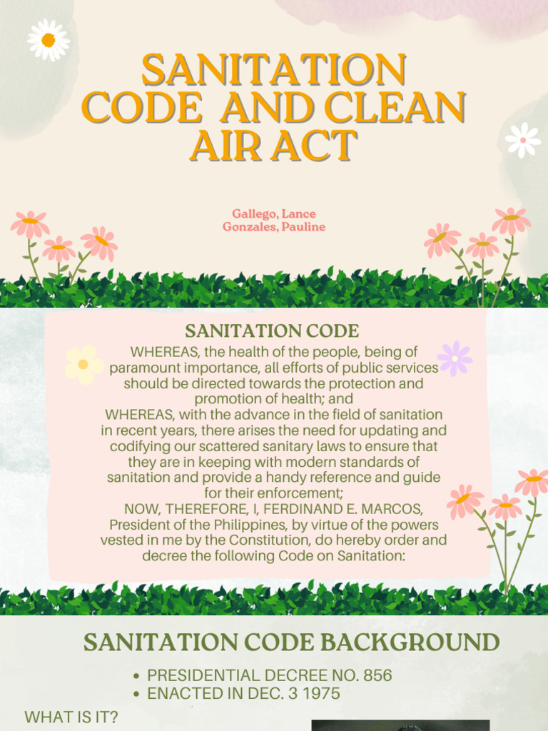 Philippines Sanitation Code Overview | PDF | Sanitation | Hygiene