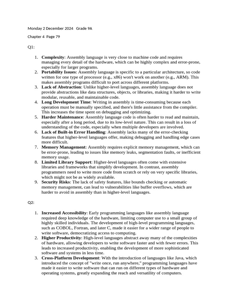 Monday 2 December 2024 Grade 9A Print | PDF | Computer Programming | Operating System