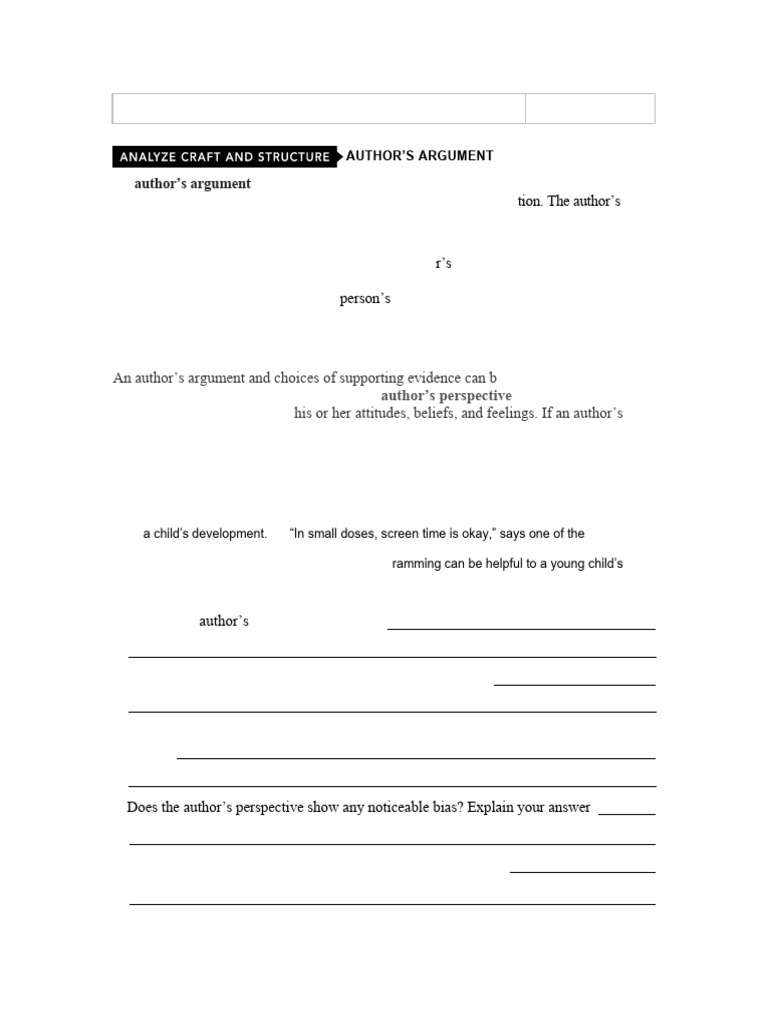 Yohali AmbrocioOrtiz - Analyze Craft and Structure - Author's Argument ...