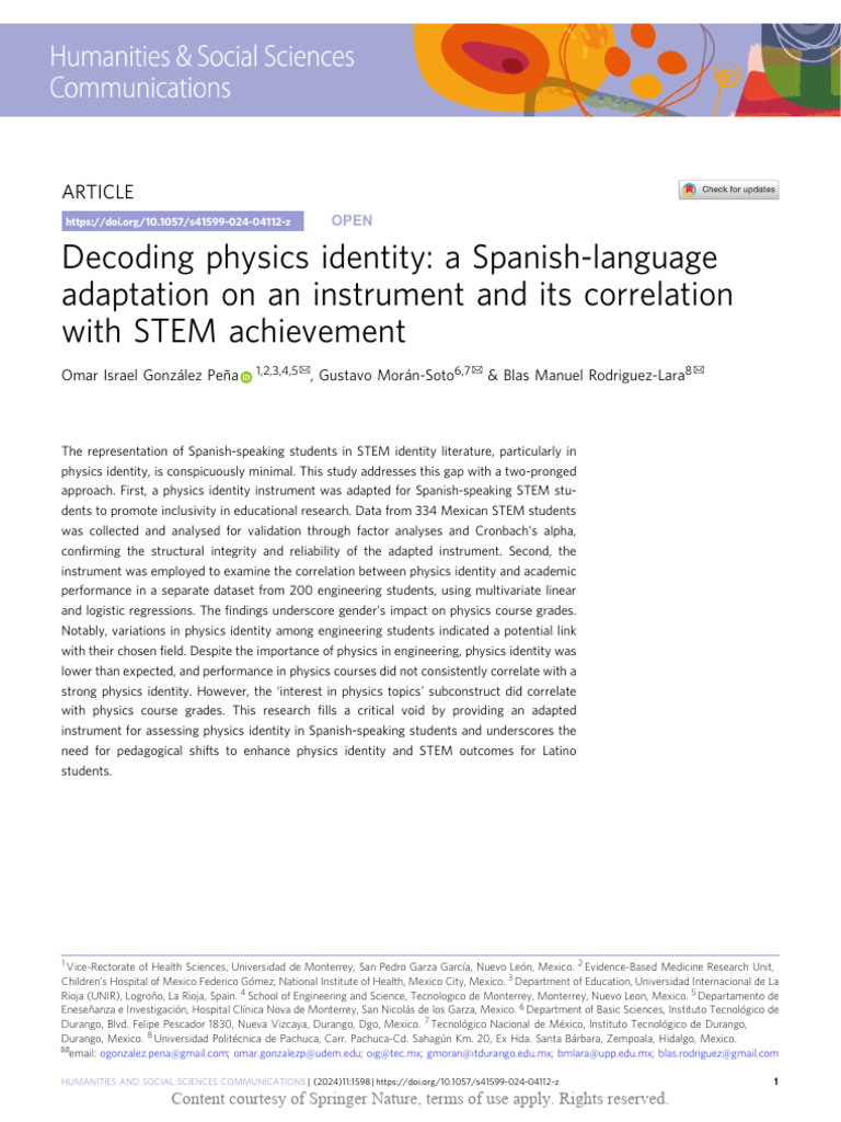 Decoding_physics_identity_a_Spanish-language_adapt | PDF | Factor ...
