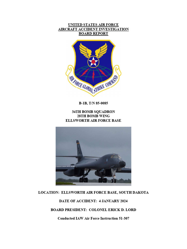 B-1B Aircraft Accident Report 2024 | PDF | Eighth Air Force | Aviation