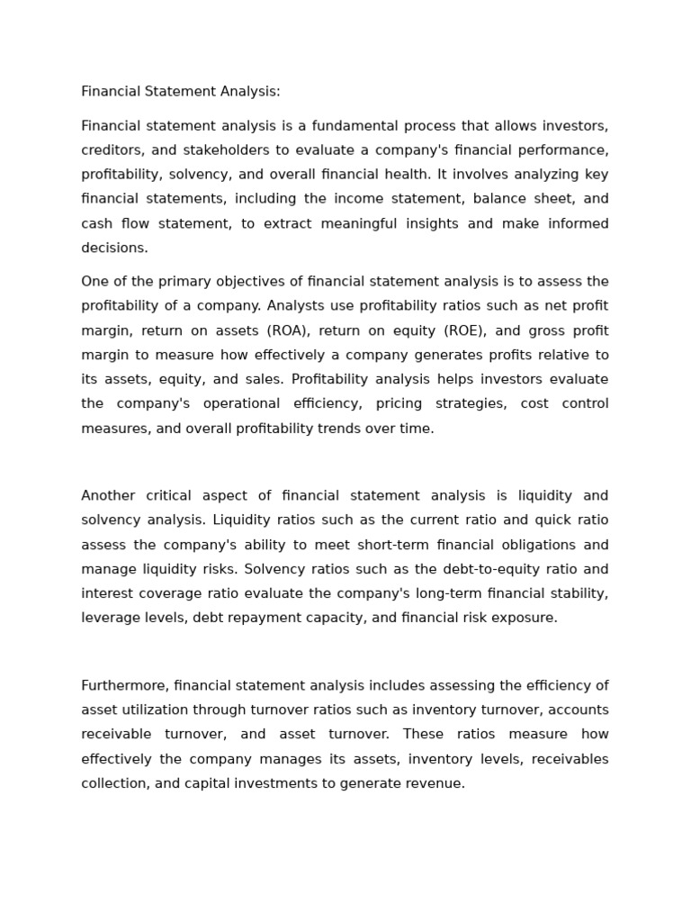 Financial Statement Analysis | PDF
