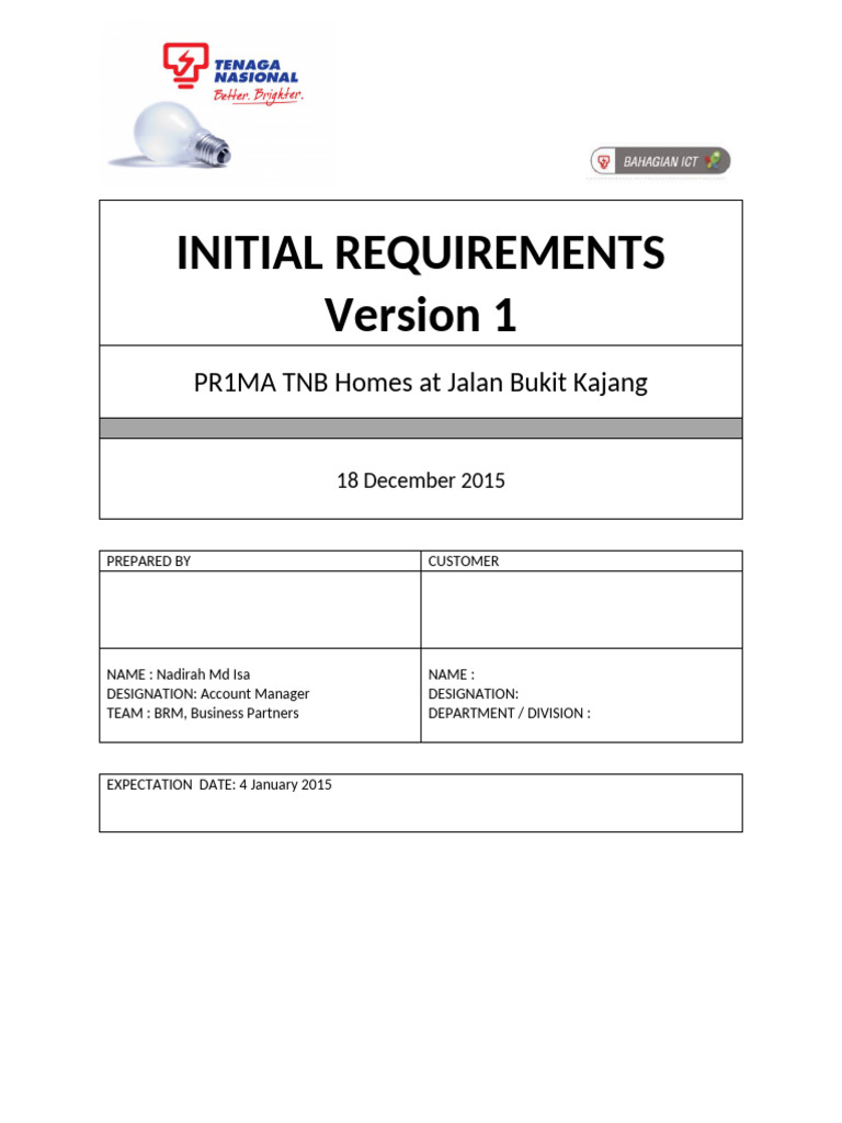 Initial User Req Signed Off Template | PDF