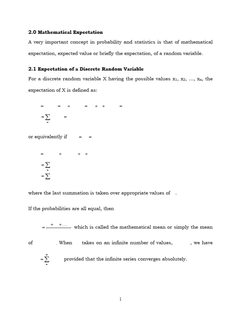 week two note | PDF | Expected Value | Probability Distribution