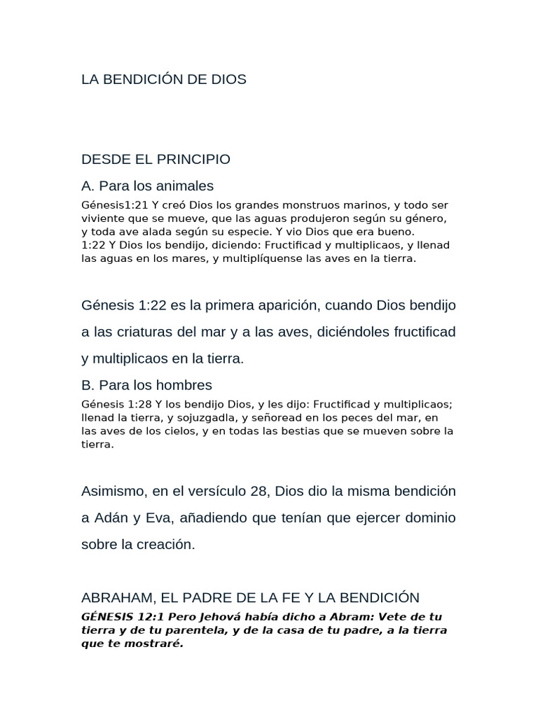 La Bendición de Dios en la Creación | PDF | Abrahán | Bendición