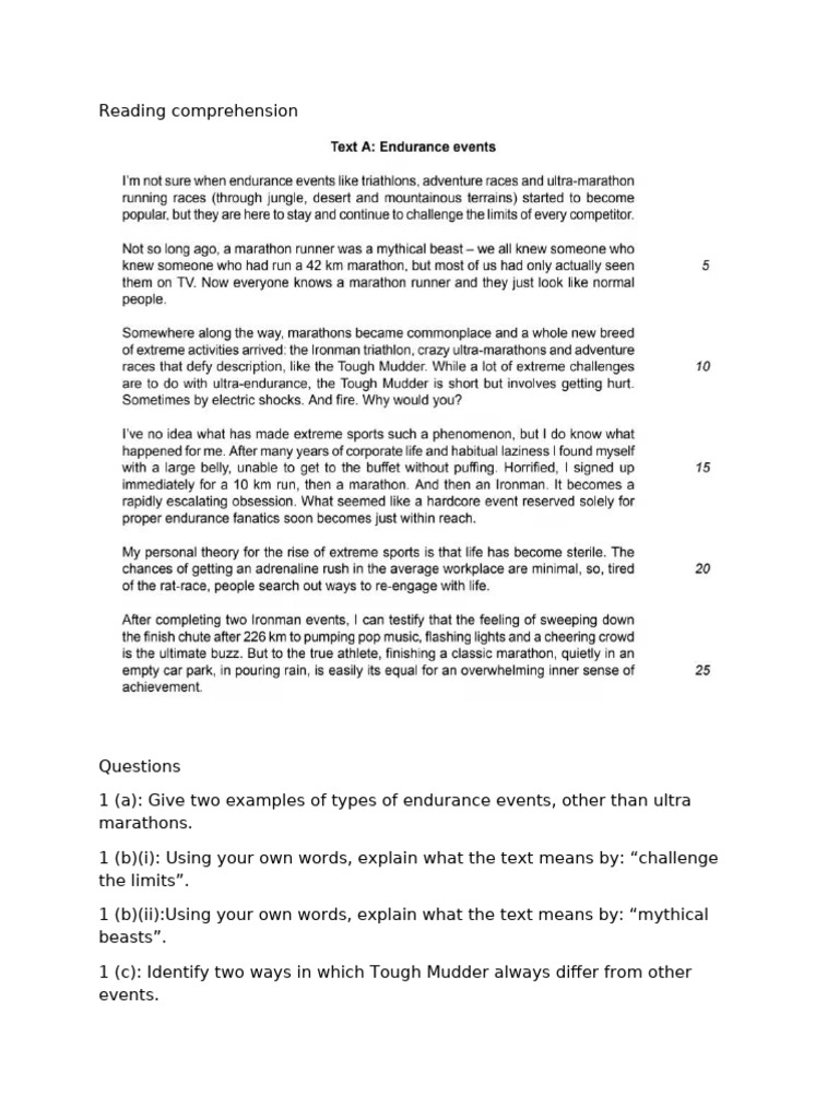 Practice Comprehension Questions Grade 9 | PDF