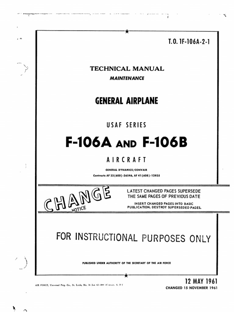 T.O. 1F-106A-2-1 (1961, Rev - Nov1961) | PDF