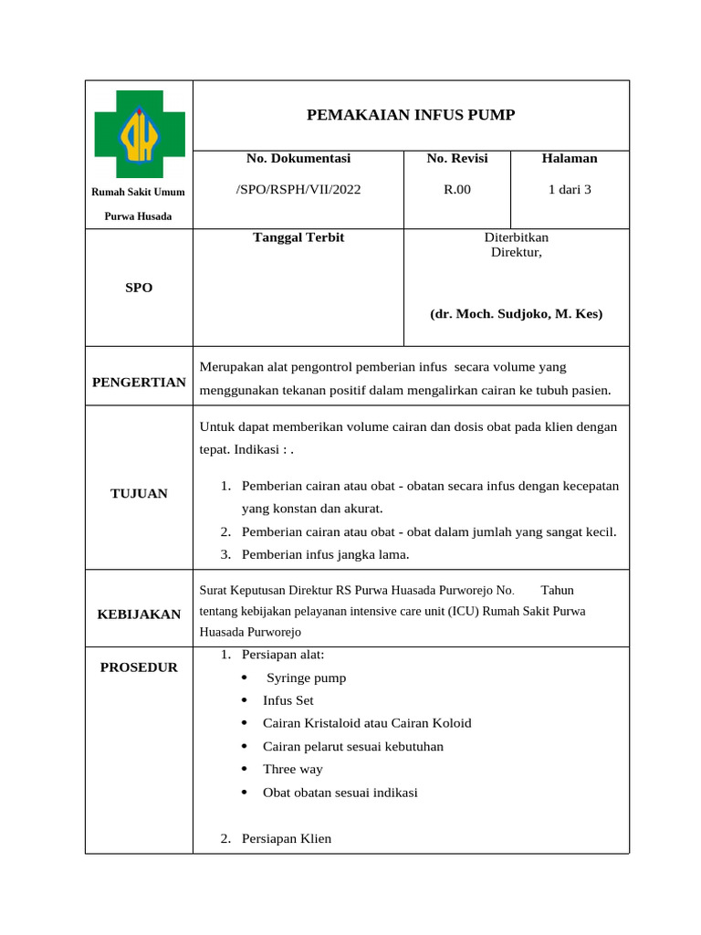 Panduan Penggunaan Infus Pump di ICU | PDF