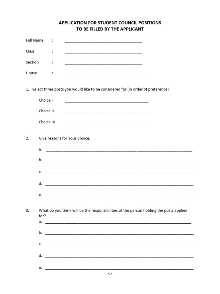 STUDENT COUNCIL Form | PDF