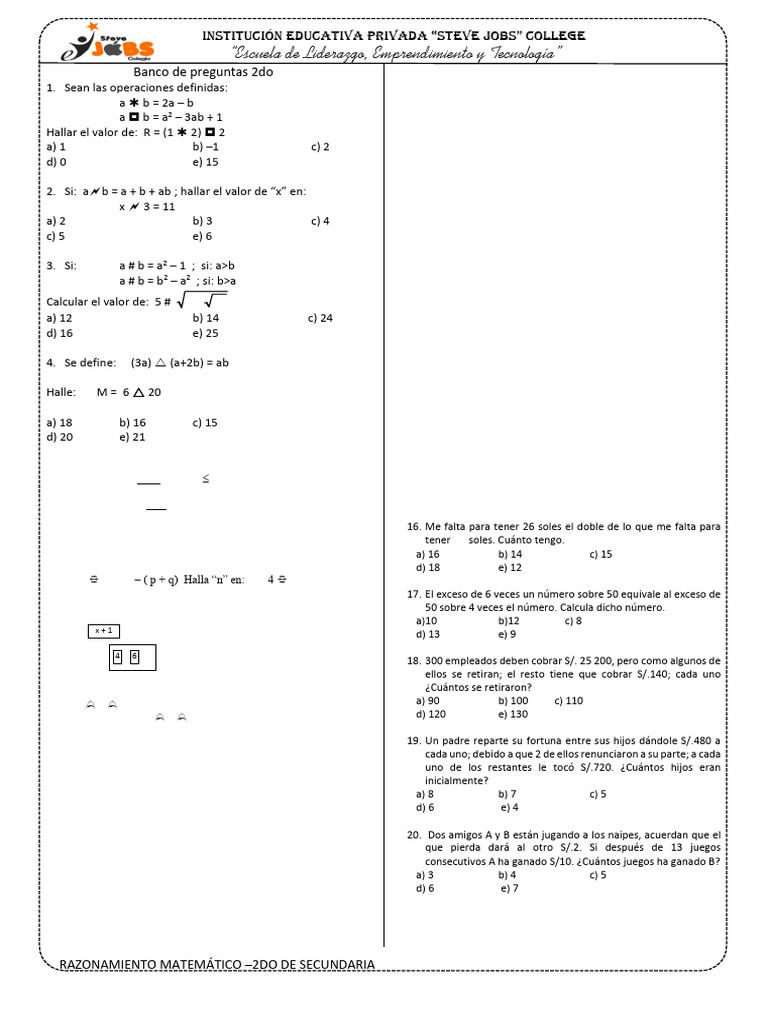 Banco de Preguntas RM 2do | PDF