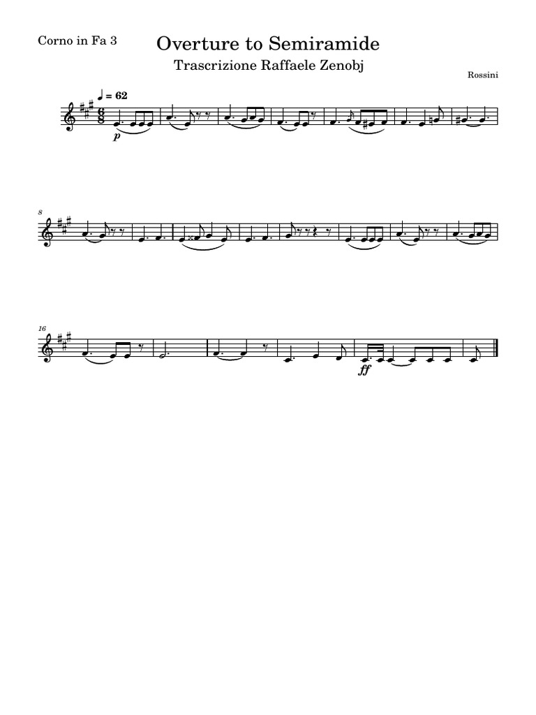 Overture To Semiramide-Corno in Fa 3 | PDF
