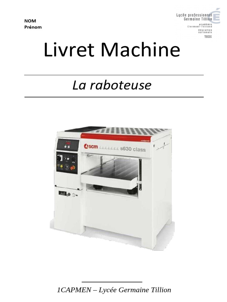 Livret Machines - Raboteuse | PDF | Usinage