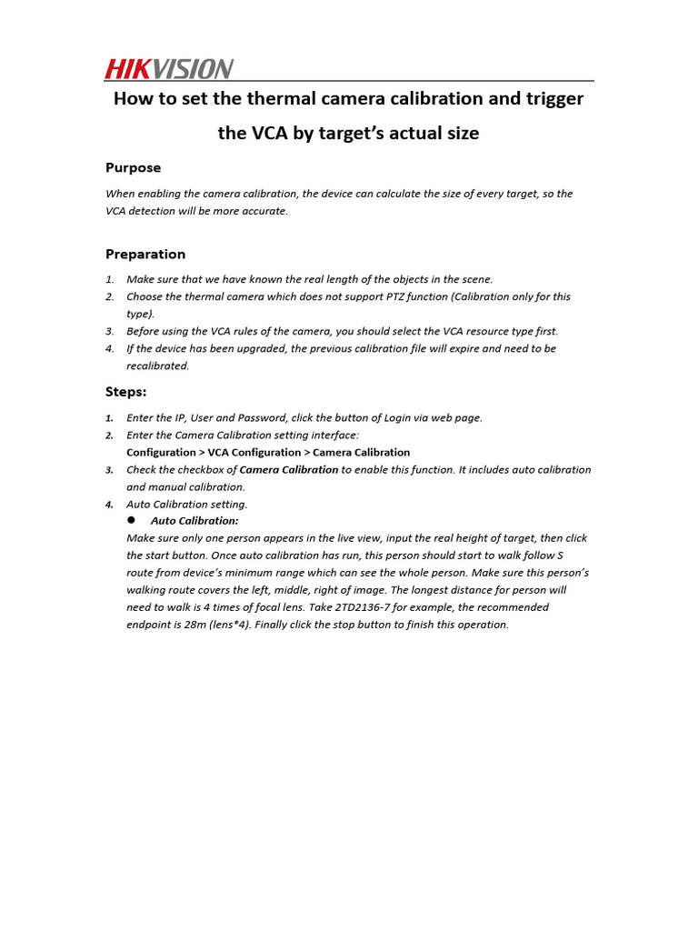 How To Set The Thermal Camera Calibration and Trigger The VCA by Target ...
