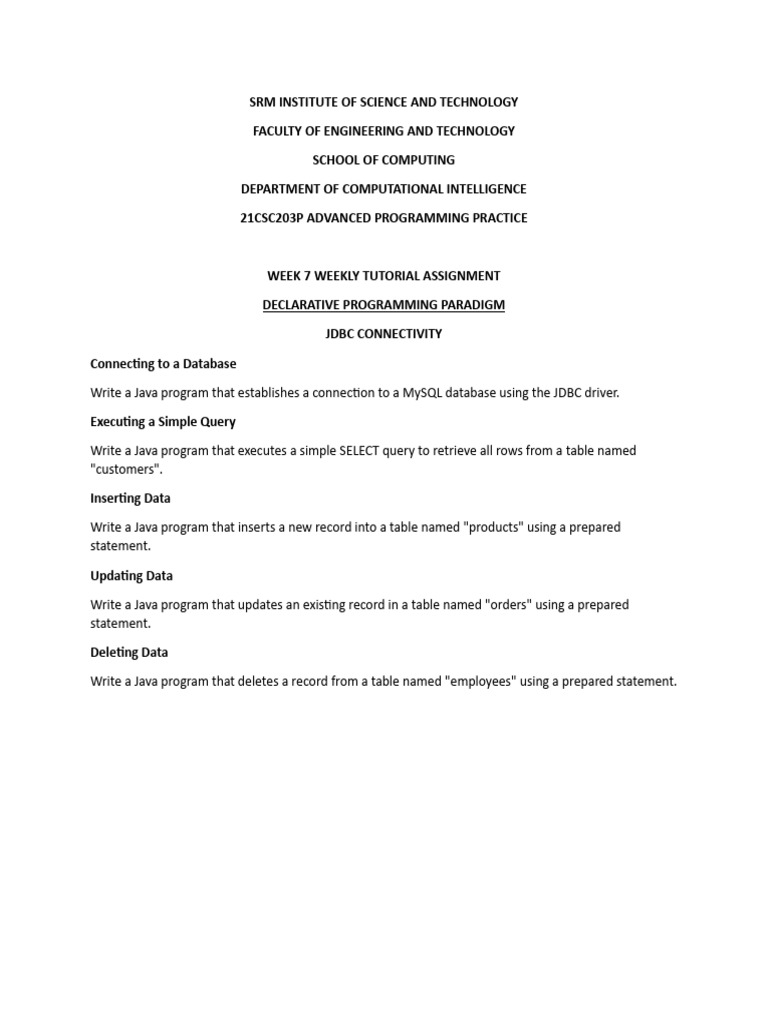 Week 8 Tutorial Assignment | PDF