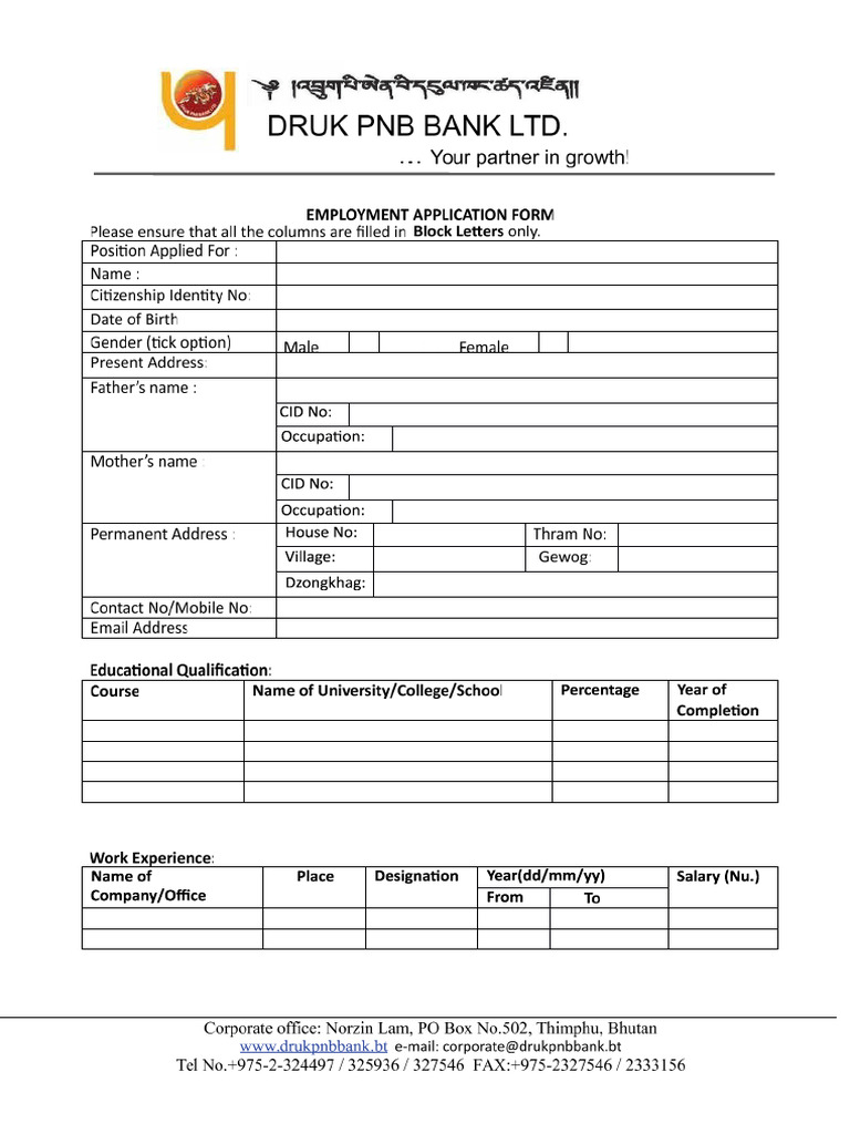 Job Application Form-1 | PDF