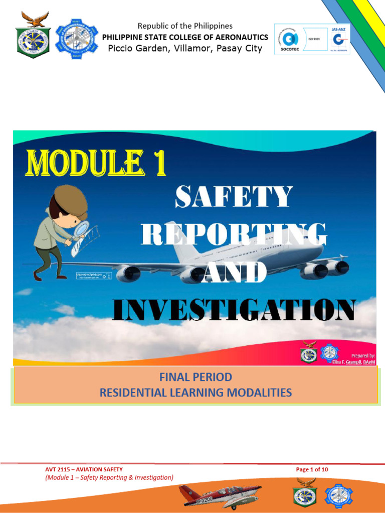 AVT 2115 Finals Module 1 (Safety Reporting & Investigation) | PDF | Aviation Accidents And ...