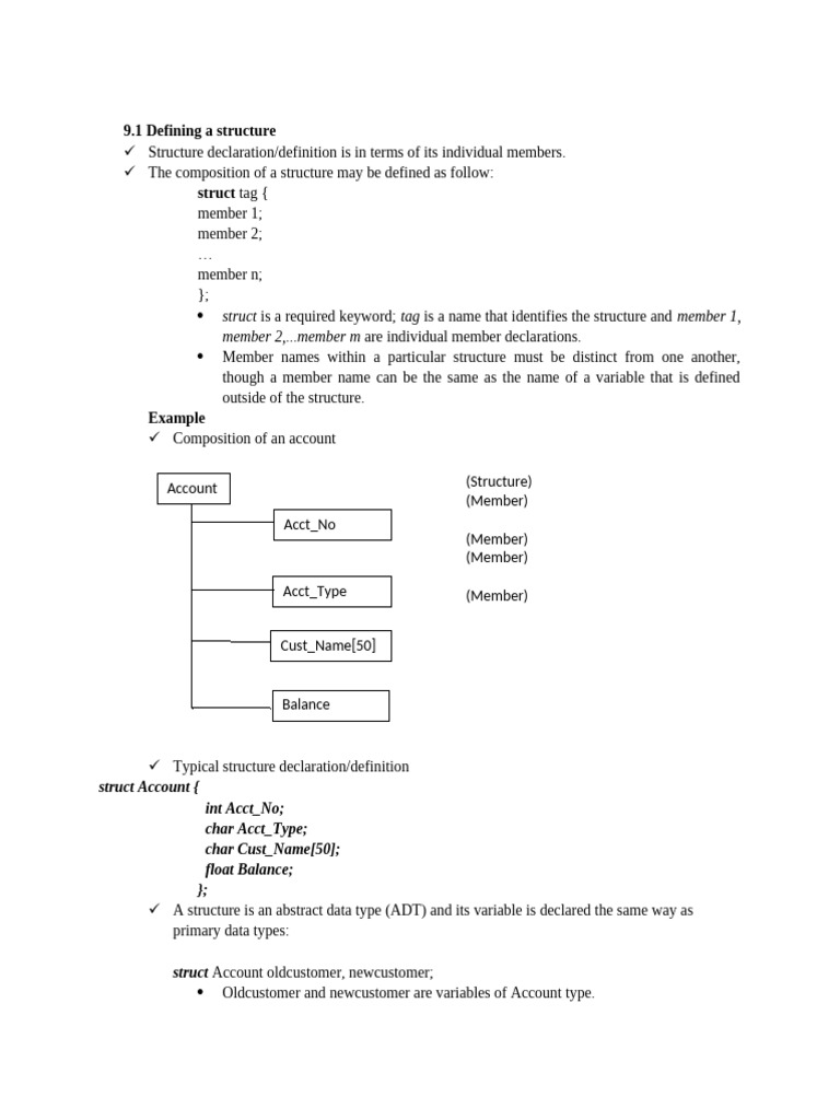 Understanding C Structures: Account Example | PDF
