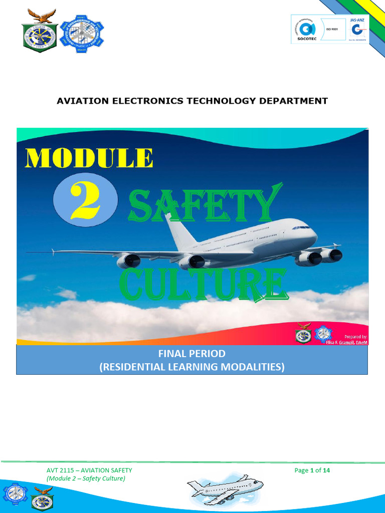 AVT 2115 Finals Module 2 (Safety Culture) | PDF | Safety | Risk