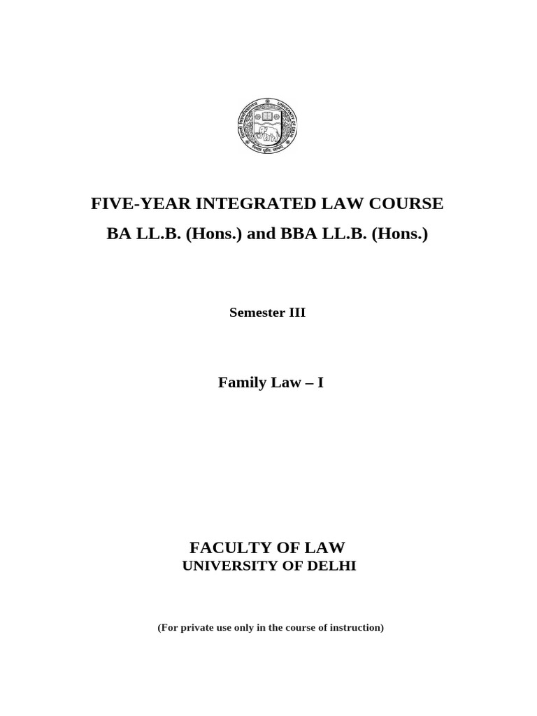 5-Year LLB - Family Law I | PDF | Living Arrangements | Family