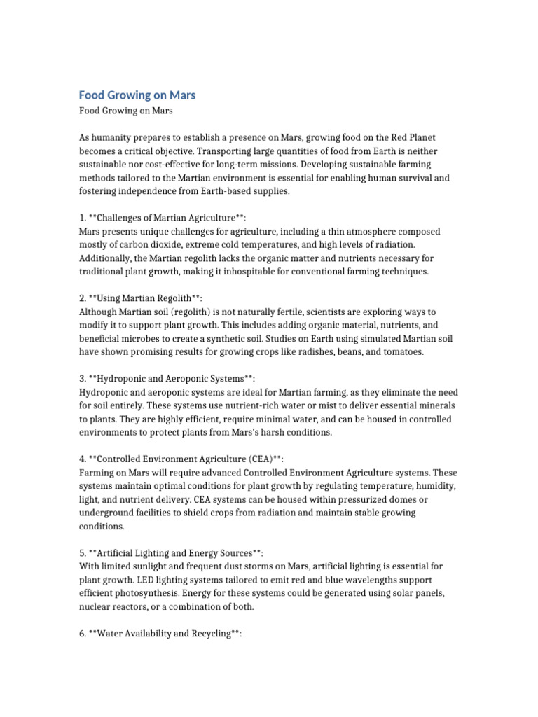 Food_Growing_on_Mars | PDF | Soil | Mars