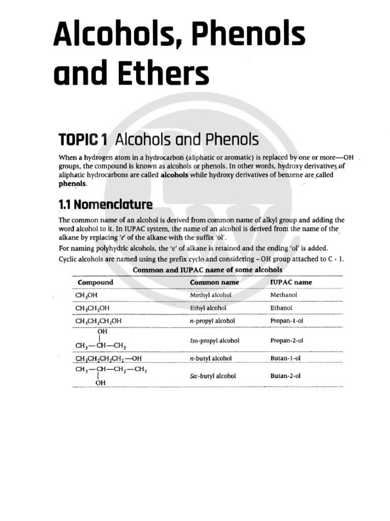 Alcohol Phenol and Ethers | PDF