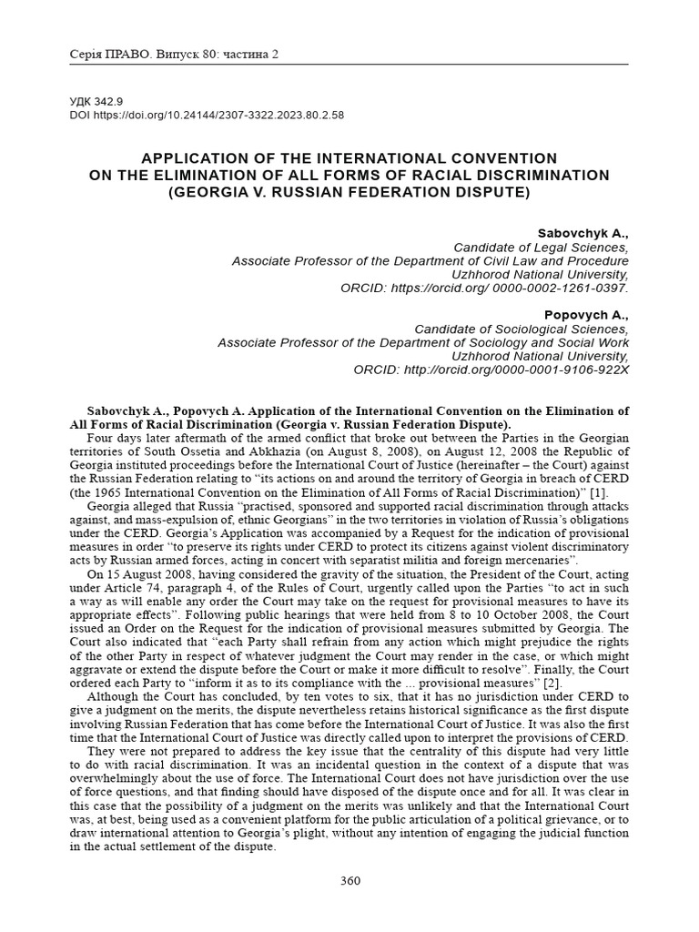 Application of The International Convention On The | PDF