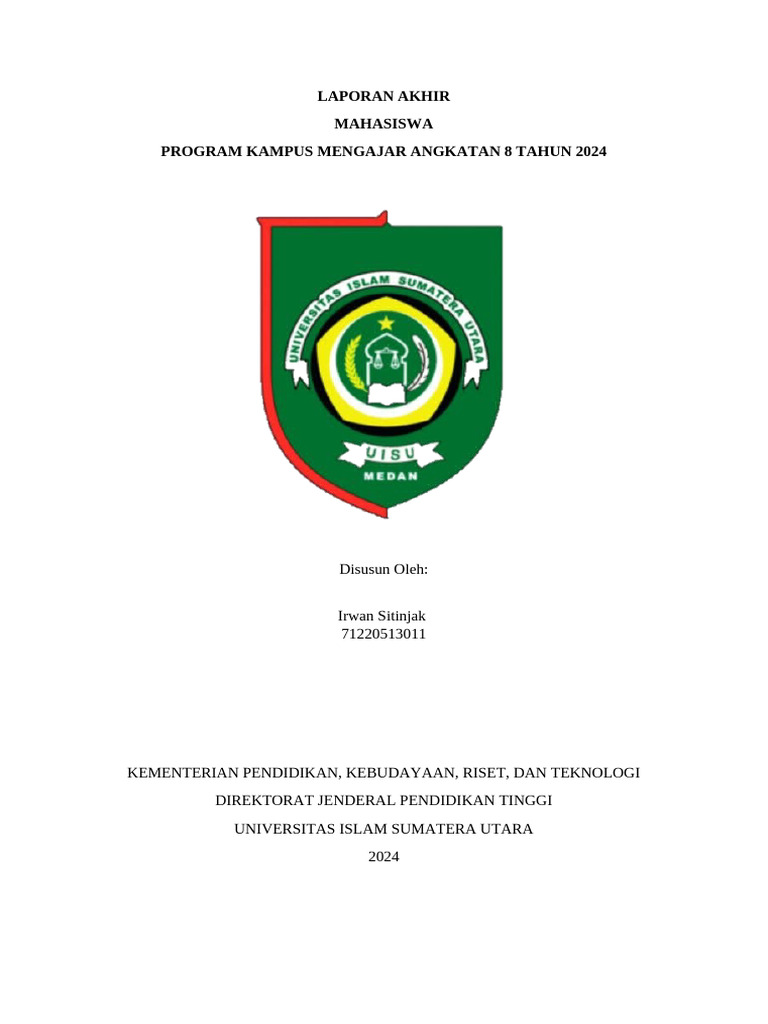 Laporan Akhir Kampus Mengajar Irwan Sitinjak | PDF