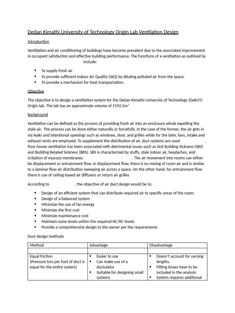 DeKUT Origin Lab Ventilation Design Guide | PDF | Ventilation ...