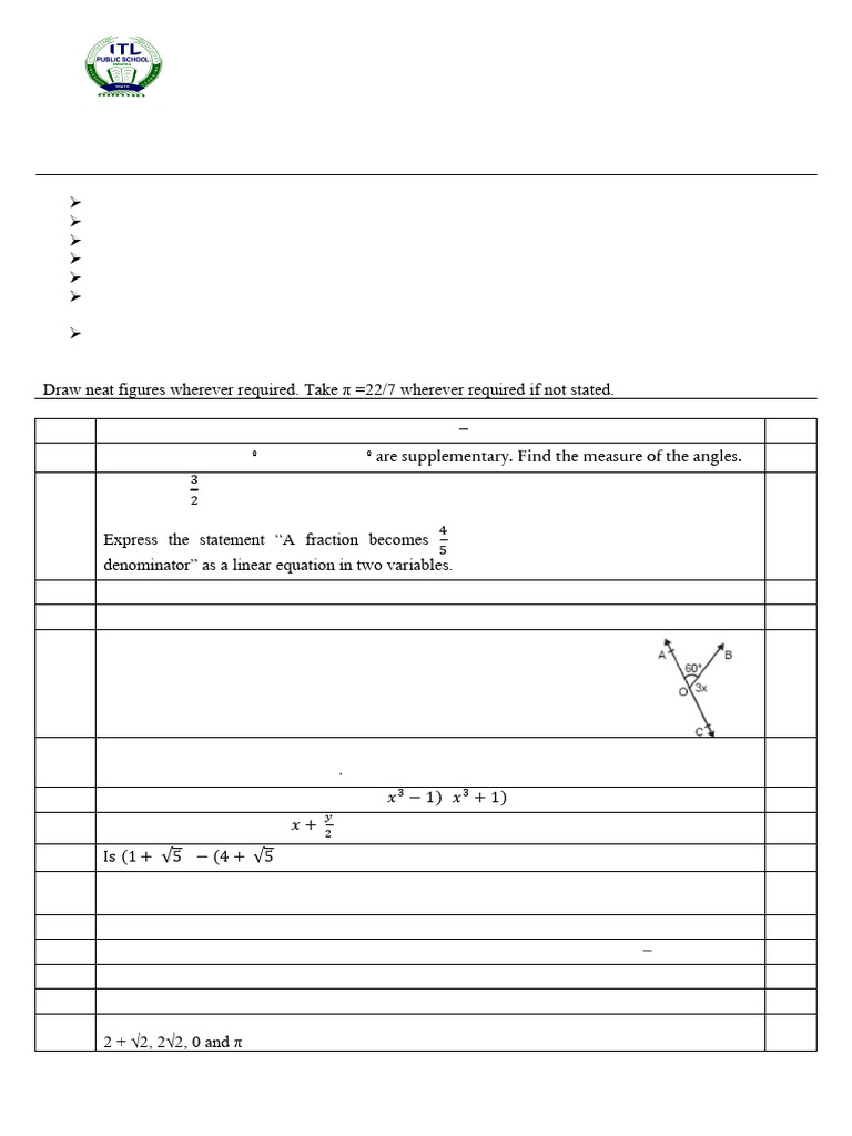Maths - IX PRE - PT-2 (24-25) - 1 | PDF | Numbers | Mathematical Objects