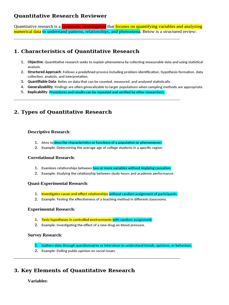 Quantitative Research Reviewer | PDF | Statistics | Quantitative Research
